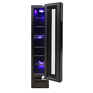 Vinotemp EL-7TS-BLACK 7 Bottle Cooler Refrigerator Freestanding Wine Cellar or Built-in Installation with Automatic Defrost, LED Display and Front Venting, Black
