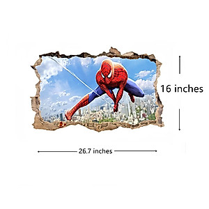 LSXYJ Spiderman Wall Stickers for Bedroom, Spiderman Poster Boys Kids Room Decor, Decorations for Bedroom Wall Decor, Spiderman Stickers Playroom Wall Decor