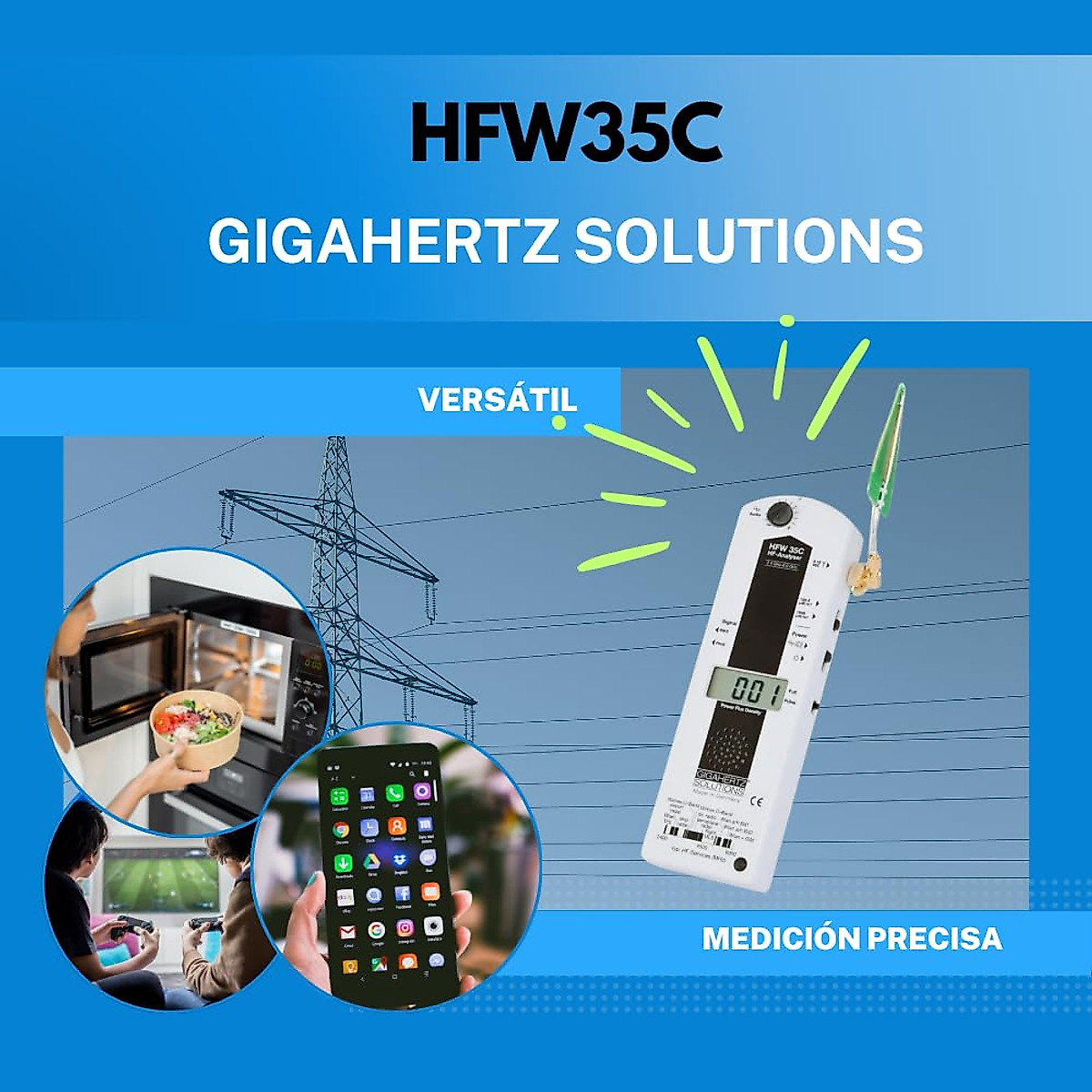 HFW35C EMF Meter RF Analyzer and RF Meter for High Frequency Range (2.4GHz - 6.0 GHz)