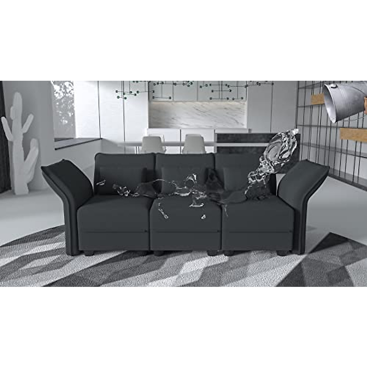 LLappuil Velvet Modular Sectional Loveseat Sofa with Storage, 63" Love Seat 2 Seater Couch Perfect for RV and Small Apartment Grey