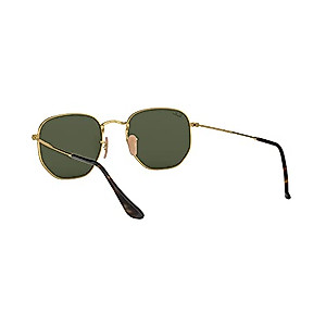 Ray-Ban RB3548N Hexagonal Flat Lens Sunglasses, Gold/G-15 Green, 54 mm
