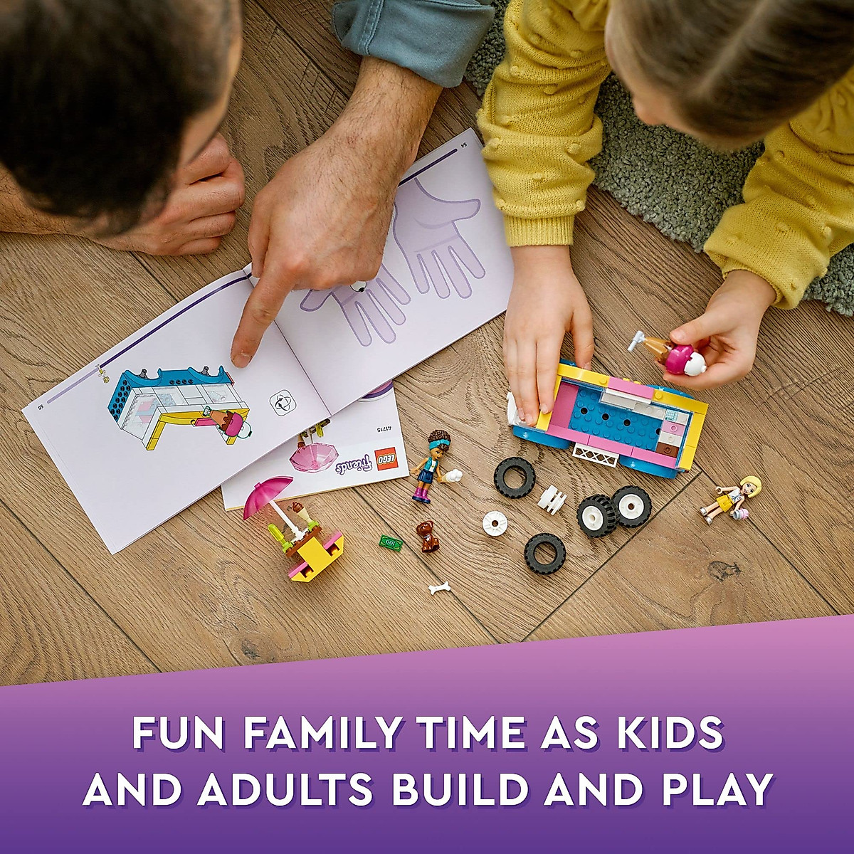 LEGO Friends Ice-Cream Truck Building Toy Pretend Play Gift for Kids Girls Boys Ages 4 and Up, Featuring Toy Van, Andrea & Roxy Mini-Dolls, Toy Dog and Accessories, 41715