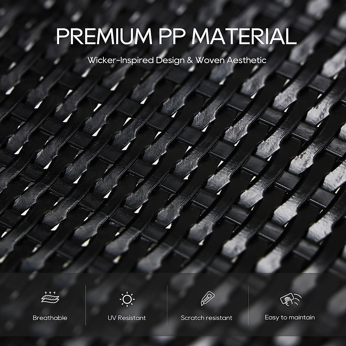 MALOL Outdoor Patio Chair Set of 4, Plastic Dinning Chairs, Stackable Wicker Style Plastic Chairs with Wide Seat and High Back for Dinning Room, Indoor, Outdoor, Restaurant, Bistro, Cafe, Black