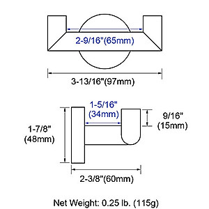 Angle Simple Double Towel Hook Matte Black 2 PCS, Stainless Steel Bathroom Robe Hook, Hand Towel Holder for Wall