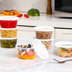 AOZITA 32 Sets 12 oz Plastic Deli Food Containers With Lids, Airtight Food Storage Containers, Freezer/Dishwasher/Microwave Safe, Soup Containers For Takeout Meal Prep Storage