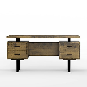 60'' Mariposa Home Office Computer Desk - Reclaimed Brown Top, Reclaimed Brown Body, Black Metal, Black Hardware