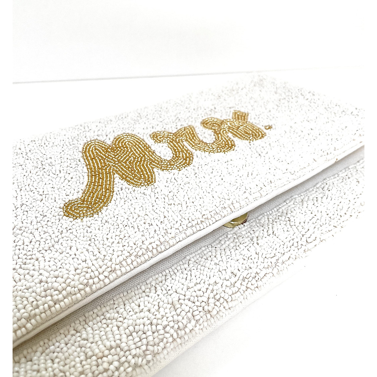 BRIDE Gifts, Gifts for Bride, Wedding Gift, Bride To Be Gift, Bride Clutch Purse, Engagement Gift, Seed Beads Clutch, Bride Beaded Clutch, MRS Bride Bag, White