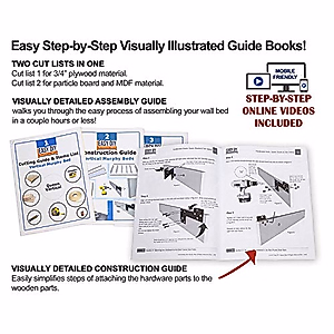 Murphy Bed Queen Size Hardware Kit - DIY Wood Frame Folding Cabinet Wall Bed for Guestroom Easy to Build, Made in USA
