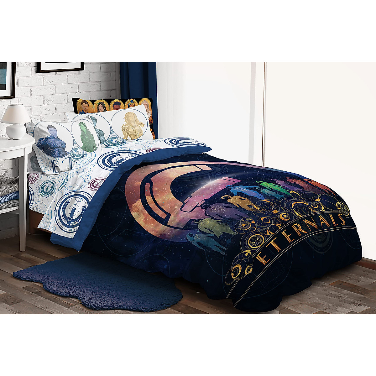 Jay Franco Marvel Eternals Space Force 7 Piece Queen Size Bed Set - Includes Comforter & Sheet Set Bedding - Super Soft Fade Resistant Microfiber (Official Marvel Product)