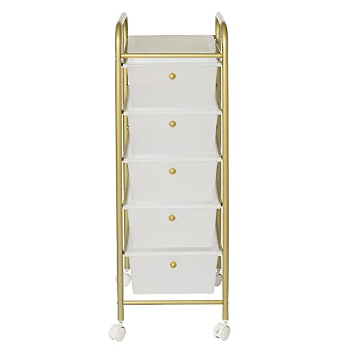 5-Drawer Rolling Storage Cart with Plastic Drawers, Gold
