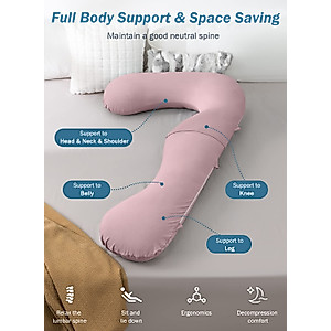 INSEN Pregnancy Pillow for Sleeping,Maternity Body Pillow for Pregnancy Women,Pregnancy Support Pillow for Back, Hip Pain,Grey