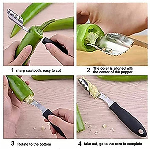 Jalapeno Pepper Corer, Stainless Steel Chili Corer Remover, JALAPENO Pepper Corer, Pepper Cutter Corer Slicer Tomato Fruit Kitchen Tools