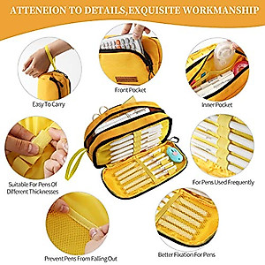 Tineeba Big Capacity Pencil Case Pouch Bag Pen Boxes for Girls Boys Supplies for College Students Middle High School Office Large Storage (Yellow)