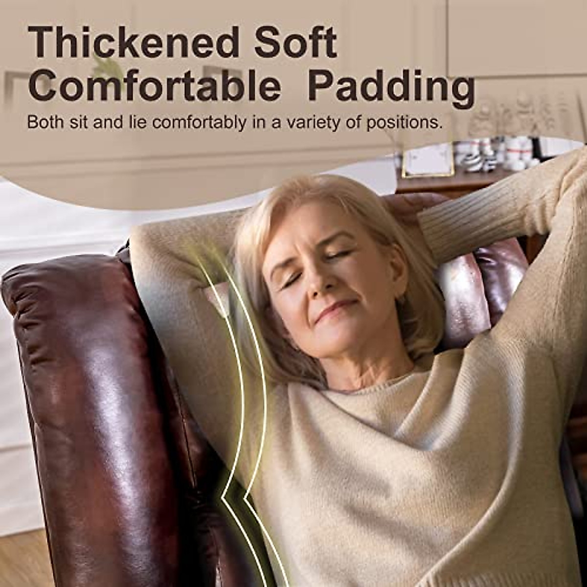 COMHOMA Power Lift Recliner Chairs for Elderly Big Heated Massage Recliner Sofa PU Leather with Infinite Position 2 Side Pockets and Cup Holders (Brown)