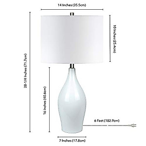 Bella 28.25" Tall Porcelain Table Lamp with Fabric Shade in White/White