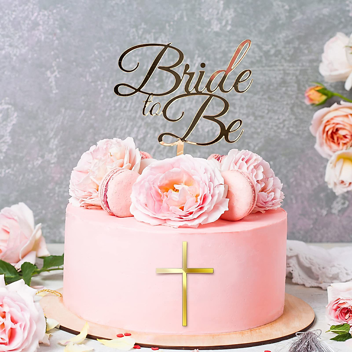 16 Pieces Baptism Cake Toppers Crossing Cupcake Toppers Gold Mirror Acrylic Cake Topper Baptism Decor Christian Decorations (Elegant Style)