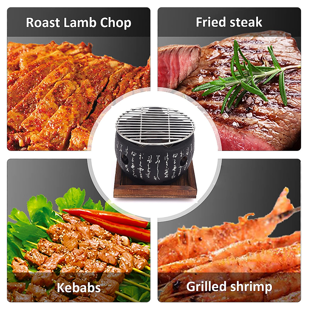 6.3in Japanese Style BBQ Grill Portable Round Barbecue Stove Food Charcoal Stove with Wire Mesh Grill and Base Japanese Tabletop Household Barbecue Tools for 1-2 Person