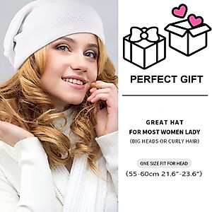 Ruphedy Women Slouchy Beanie Hat Knit Long Baggy Slouch Skull Cap for Winter (Solid-Black)