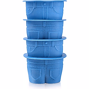 Silicone Cupcake Baking Cups | Great Mother's Day Gifts Idea for Bakery | Cute Mini Jeans Style Baking Utensils Pants Muffin Liners Holders | Set of 4
