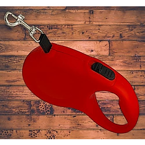 360° Tangle-Free Heavy Duty Retractable Dog Leash with Anti-Slip Handle, 16.4 ft Strong Nylon Tape, One-Handed Brake, Pause Lock Red