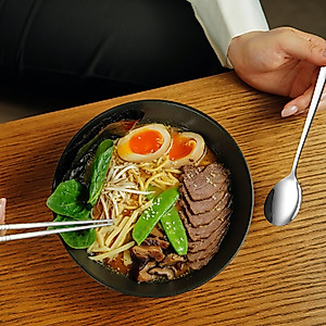 Tiokin Spoon and Chopsticks Set, 4 Pair Stainless Steel Metal Chopsticks Spoon Set,4 Set Korean Chopsticks and Spoons, Reusable Flat Long handle Chopstick Spoon Set for Home, Kitchen or Restaurant