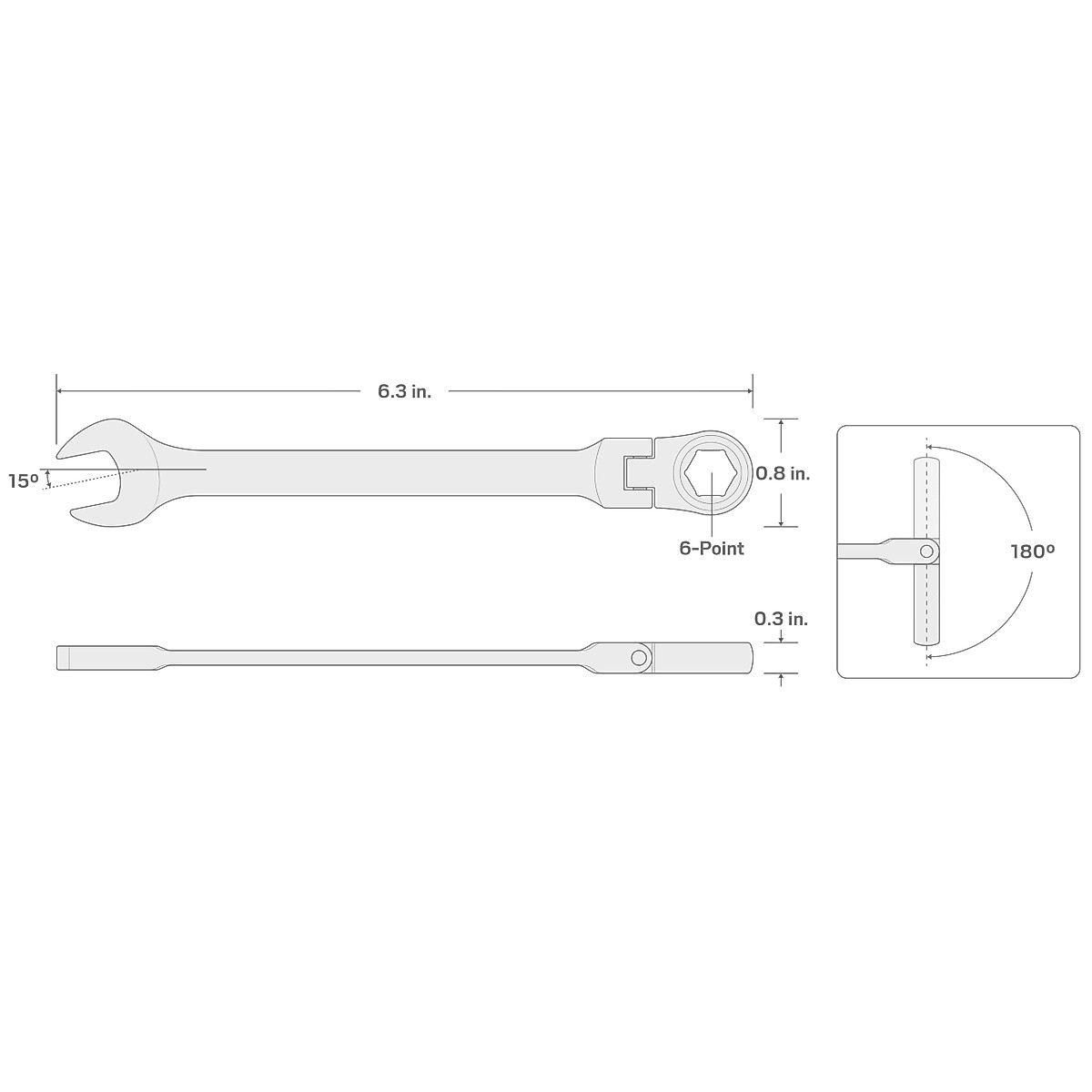 TEKTON 3/8 Inch Flex Ratcheting Combination Wrench | WRN57008