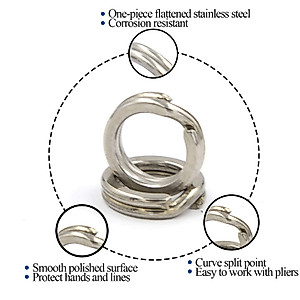 Pack of 201pcs Fishing Stainless Steel Split Rings 5 Sizes and Plier Set, Split ring capable of withstanding large tensile force and Fishing Plier Tool Kit for Saltwater Fishing Lure Connectors