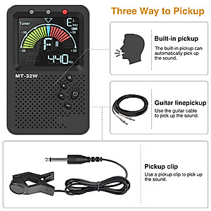 Metronome Tuner, Rechargeable 3 In 1 Digital Metronome with Vocal Count, Tone Generator Tuners for Guitar, Bass, Violin, Ukulele, Chromatic, Clarinet, Trumpet, Flute, All Instruments, Black by LEKATO