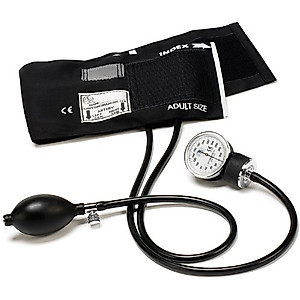 Prestige Medical Adult Cotton Aneroid Sphygmomanometer, Black