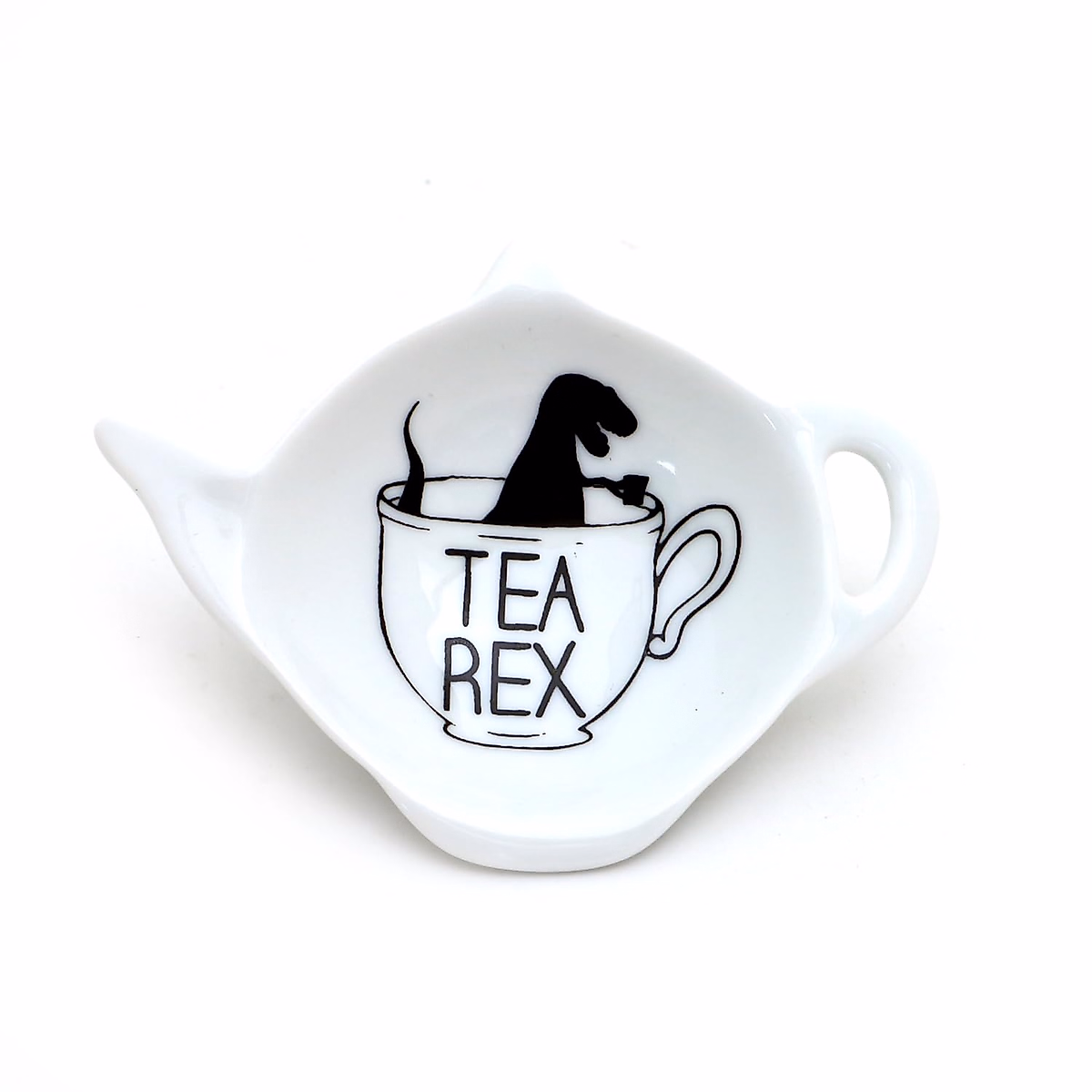 Tea Rex Teabag Holder, Teapot Shaped Tea Bag Dish - Lennymud by Lorrie Veasey