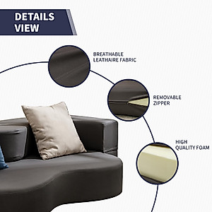 ijuicy Queen Size Convertible Floor Sofa Bed, Foldable Futon Sofa Bed, Foam Folding Mattress Sleeper, Leathaire Fabrics Floor Couch Lounge Sleeper Bed for Small Spaces (Dark Grey)