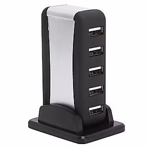 Kafuty-1 7 Ports USB Hub 2.0 Hub, USB 480 Mbps High‑Speed Extender Data Hub Splitter, with Power Supply, for PC, Laptop, Desktop, Windows Vista/XP/Me/ 2000/98, etc(US)