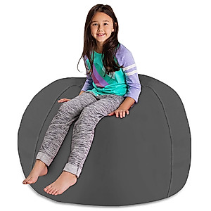 Posh Stuffable Kids Stuffed Animal Storage Bean Bag Chair Cover - Childrens Toy Organizer, X-Large 48" - Heather Gray