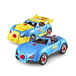 Play22 30 Pcs Take Apart Racing Car Toddler Toys Set - Build Your Own Car with Drill, Engine Sounds & Lights - Toy Car Constructions Set Stem Building Learning Education Toys for Kids Ages 3+ Years