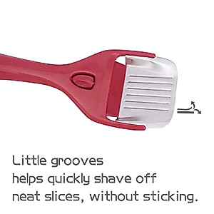 Cheese Slicer with Adjustable Thickness, Stainless Steel Cheese Cutter Cheese Plane with Ergonomic Plastic Handle 9 x 3.2 -inch for Slicing Soft Cheese, Cheese Tool for Kitchen (Red)