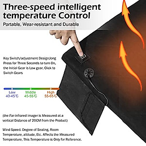 Portable Heated Seat Cushion, 3 Mode Adjustable Thin Heat Heating Cushion, 【No Power Bank】USB Power Heated Foldable Back Chair Pad, Memory Foam Heated Seat Pad for Indoor, Outdoor, Sports, Beach