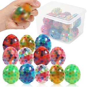 12 Pack Easter Eggs Stress Ball Fidget Toys, Easter Eggs Squeeze Balls for Easter Basket Stuffers Party Fovar
