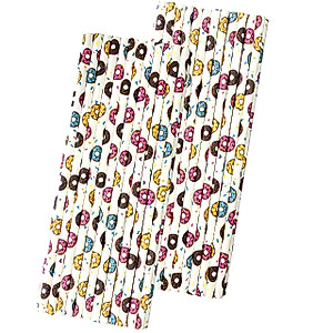 Doughnut Themed Paper Straws - Donut Colors Pink Blue Yellow - 50 Pack