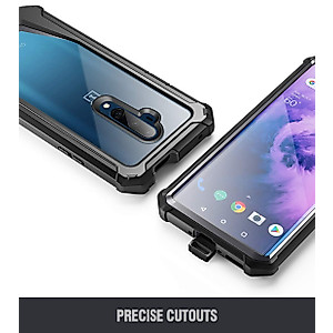 Poetic OnePlus 7 Pro Rugged Clear Case, Full-Body Hybrid Shockproof Bumper Cover, Built-in-Screen Protector, Guardian Series, Case for OnePlus 7 Pro (2019 Release), Black/Clear