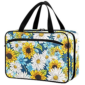 Naanle Medicine Storage Bag Watercolor Daisy Sunflower Empty Large Family First Aid Box Pill Bottle Organizer for Home Office Car Outdoor Travel Camping Emergency Medical Supplies