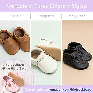 BirdRock Baby Mary Jane Moccasins - Genuine Leather Soft Sole Baby Girl Shoes for Newborns, Infants, Babies, and Toddlers (Rose Gold, US 5.5)