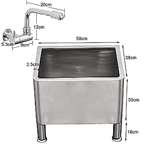 Stainless Steel Commercial Sink with Faucet, Kitchen Sink Station with Deep Basin, Utility Sink for Home Laundry Room Garage Bar Restaurant