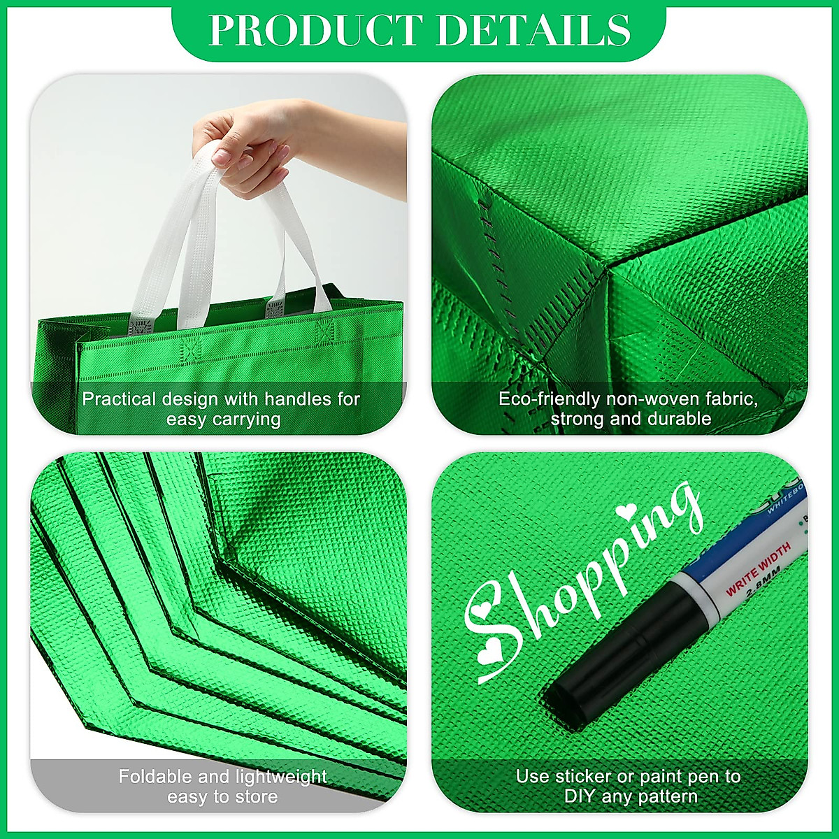 Eccliy 60 Pcs Reusable Gift Tote Bags Grocery Shopping Bag with Handles Thank You Gift Bags for Bridesmaid Wedding Christmas, 12.6x10.6x3.9''(Dark Green)