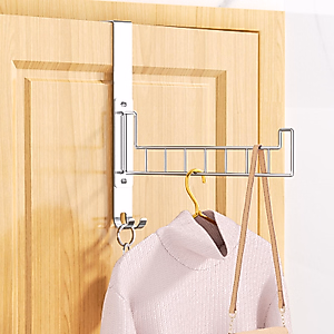 Over the Door Hooks Hanger, Wall Mounted Drying Rack Clothing, Rotatable 180° Stainless Steel Door Coat Hanger for Clothes, Coats&Towels, Over the Door Drying Rack for Laundry Rooms, Bedroom, Bathroom