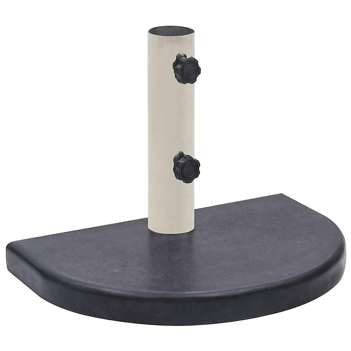 vidaXL Half-Round Black Umbrella Base, Durable Granite Construction, Stainless Steel Tube, Adapters for Various Parasol Sizes, Stable Garden Furniture Accessory - 15.7"x11"x1.6" - 22 lb Weight