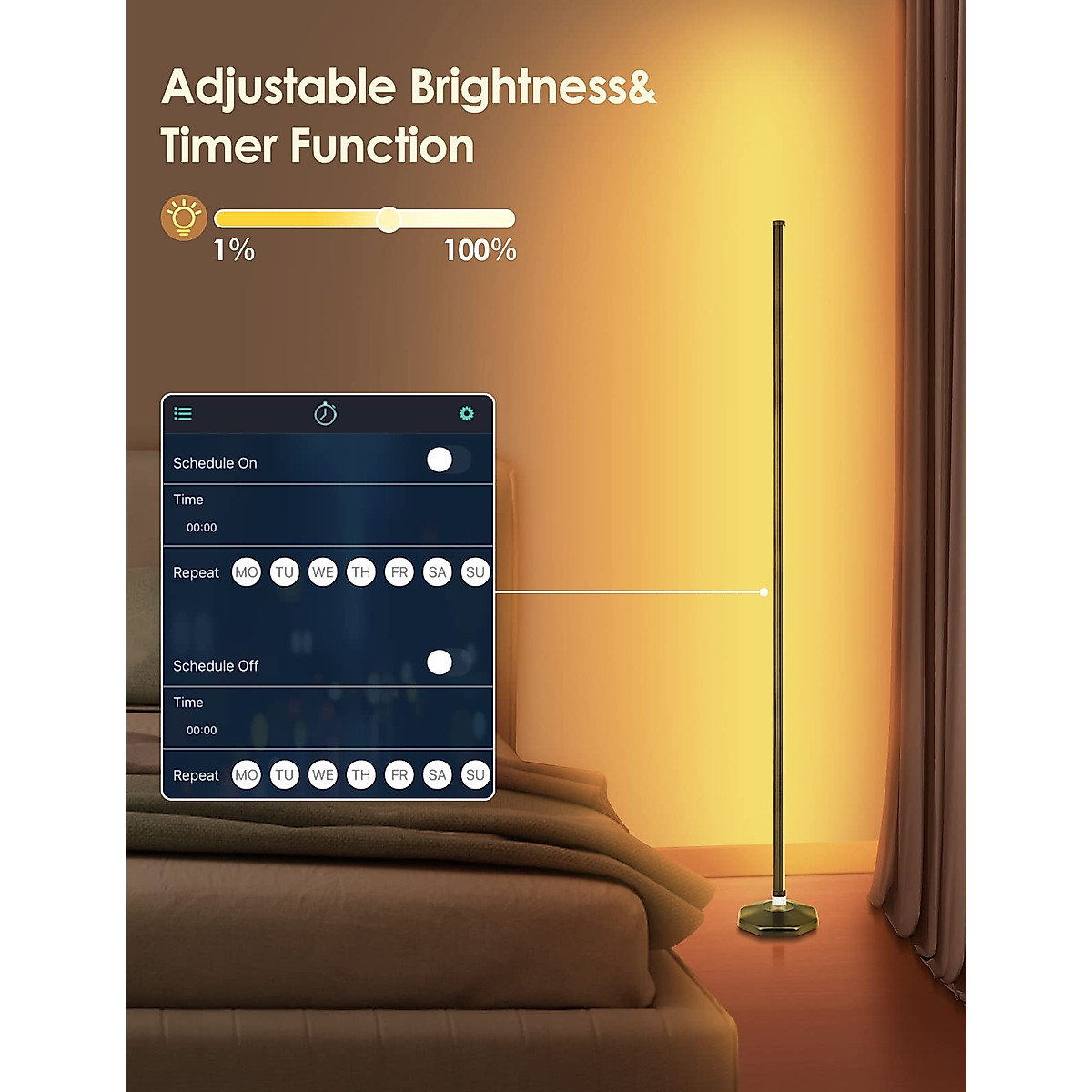 YIKBIK 2PCS RGB Floor Lamp, Bluetooth APP and Remote Control 65" Smart Modern Standing Lamp Music Sync 16 Million DIY Colors Changing LED Floor Lamp with Heavy Base for LivingRoom Bedroom GameRoom