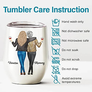 Pawfect House Mother Daughter Oh Crap - Family Personalized Custom Wine Tumbler - Stainless Steel Insulated Wine Tumblers 12oz - Birthday Gift For Mother From Daughter (2 Women, ST-Y001)