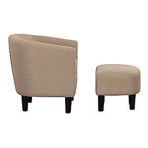 Convenience Concepts Take a Seat Churchill Accent Chair with Ottoman, Tan Fabric