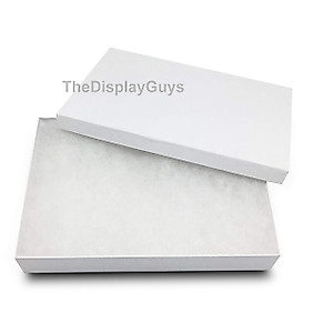 TheDisplayGuys - 25-Pack #53 Cotton Filled Cardboard Paper Jewelry Boxes Gift Case - White Swirl (5.4" x 3.9" x 1.0") - for Shipping or Storage