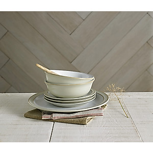 Denby - Linen Cream White Cereal Bowls Set of 4 - Dishwasher Microwave Safe Crockery - Ceramic Stoneware Tableware Natural Tones - Bowls For Soup